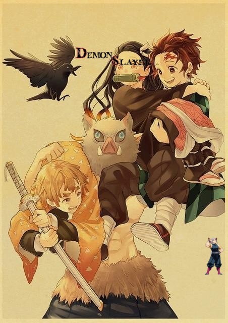 Poster Demon Slayer Tanjiro x Nezuko x Zenitsu x Inosuke Kimetsu ...